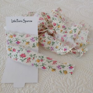 Hand Torn Ribbon Pink Calico Frayed Fabric Ribbon for Journal, Party ...