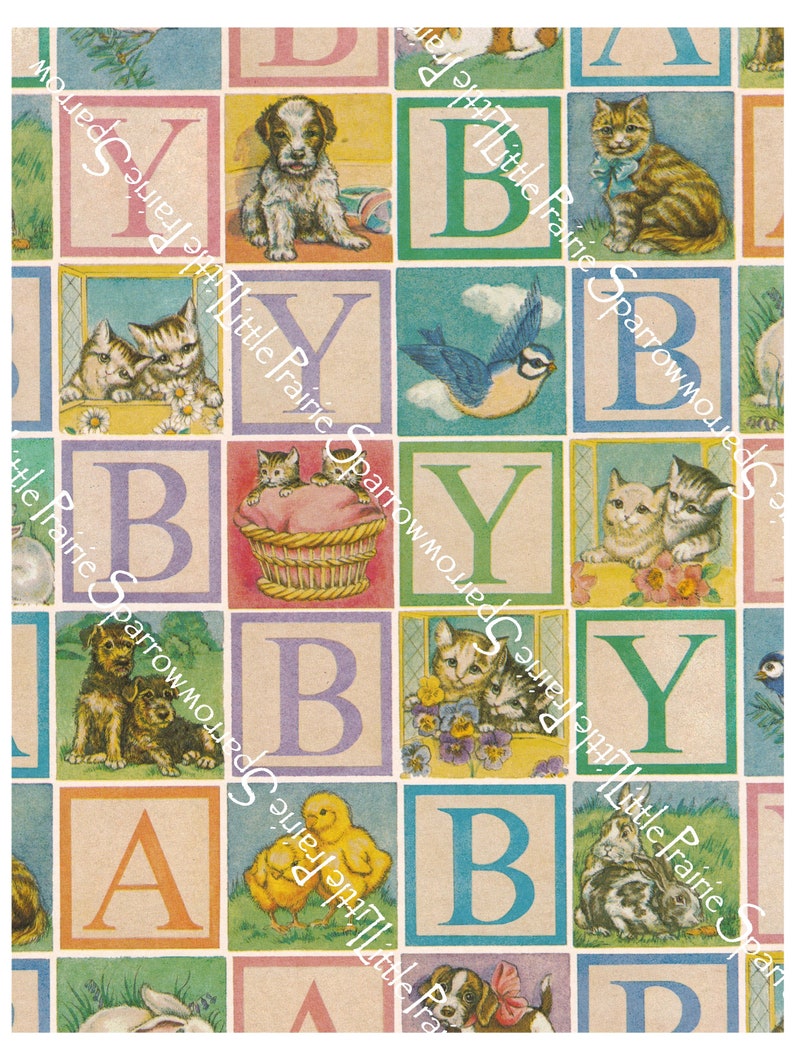 Vintage Baby Blocks Digital Download Printable Ephemera - Etsy