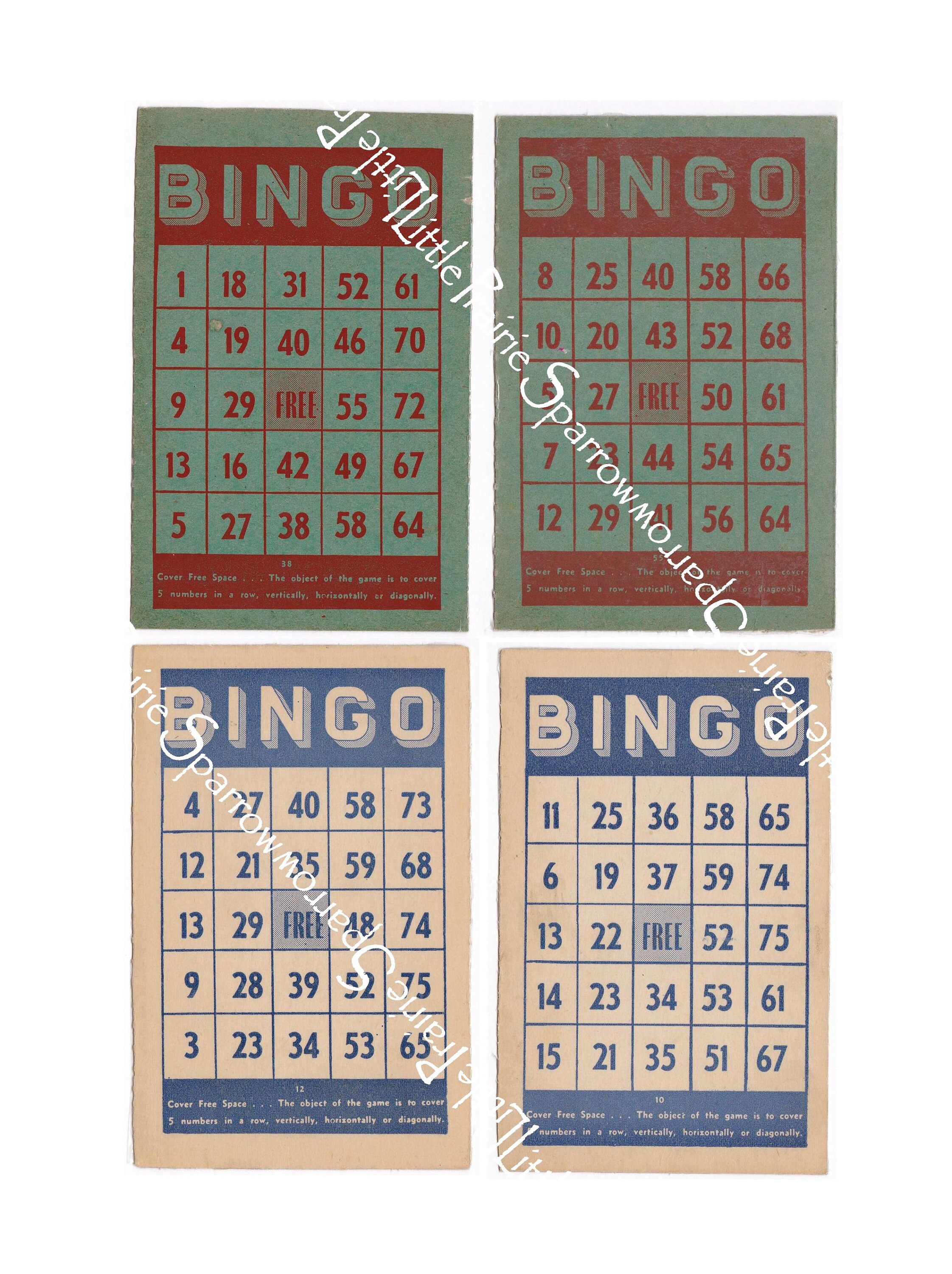 Vintage Game Card Digital Download, Printable Bingo & Lotto Ephemera ...