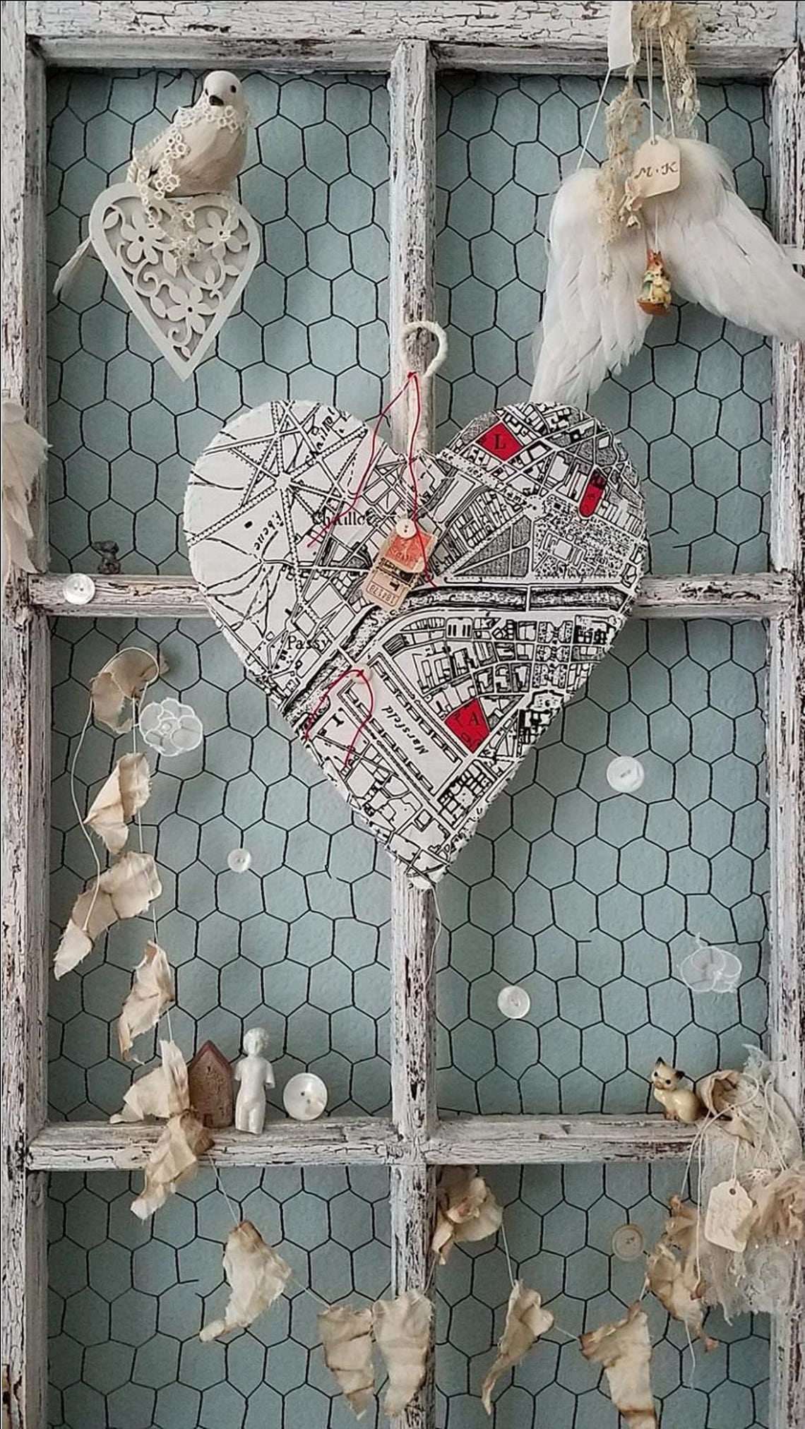 Vintage French Heart Fabric Wire Heart for Wedding Brides - Etsy