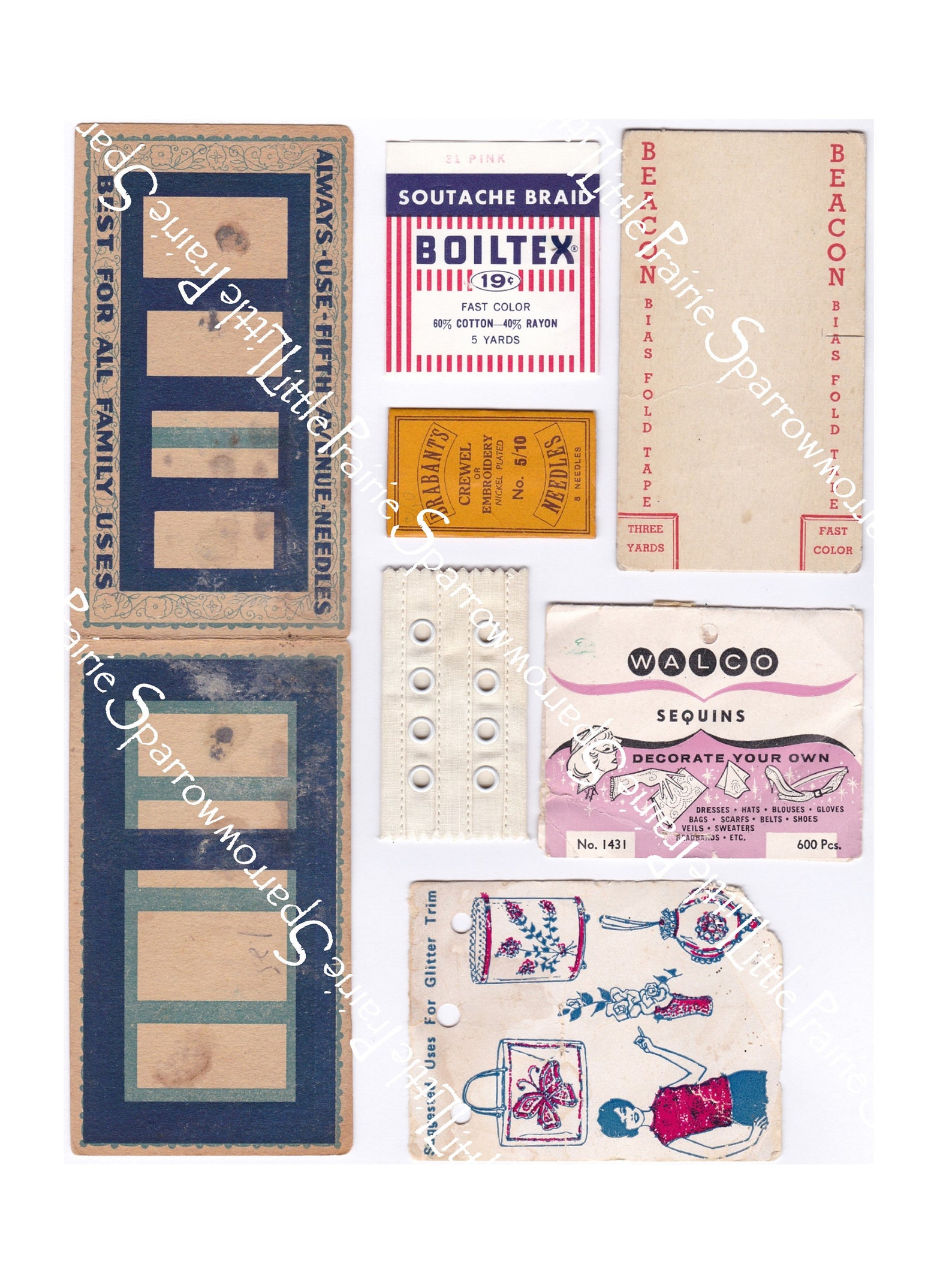 Vintage Sewing Notions Digital Download, Printable Sewing Notion ...