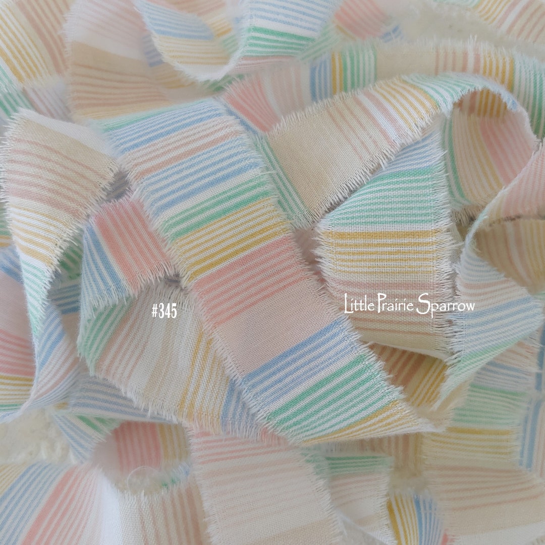 Hand Torn Rainbow Stripe Frayed Fabric Ribbon for Journal, Boho Baby ...
