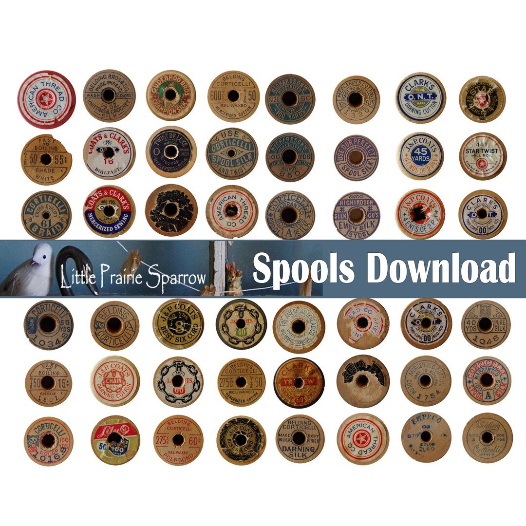 Vintage Sewing Spools Digital Download, Printable Sewing Notion ...