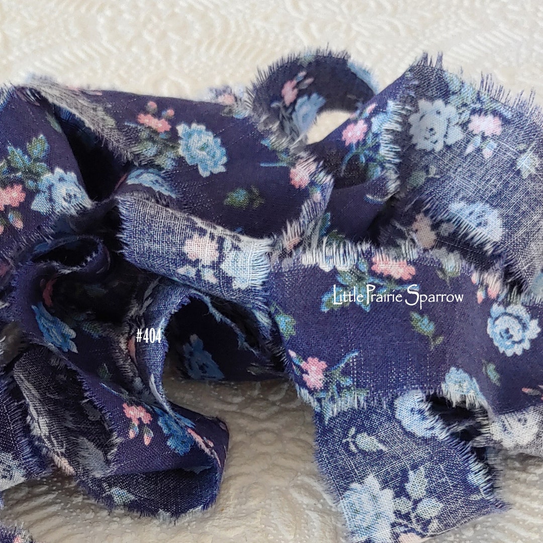 Hand Torn Ribbon Pink Calico Frayed Fabric Ribbon for Journal, Party ...