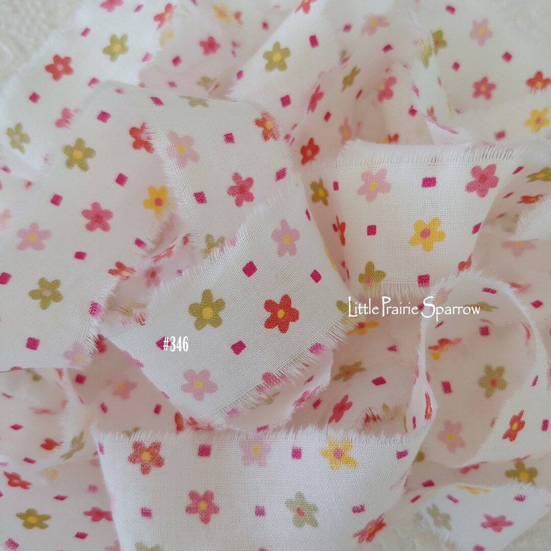 Hand Torn Ribbon Pink Rose Floral Print Frayed Fabric Ribbon for Party ...