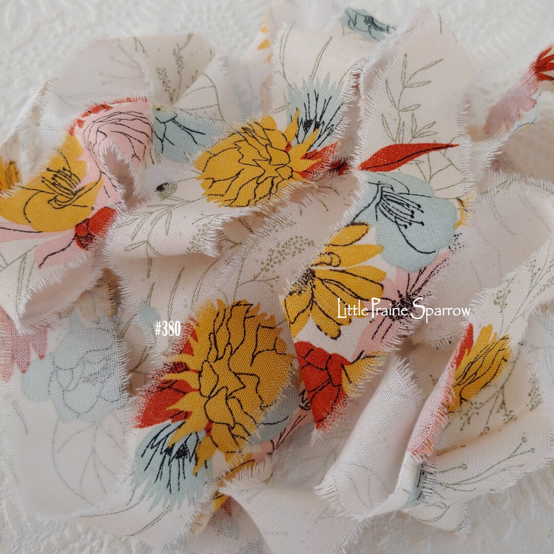 Hand Torn Floral Frayed Fabric Ribbon for Journal, Baby Shower Decor ...