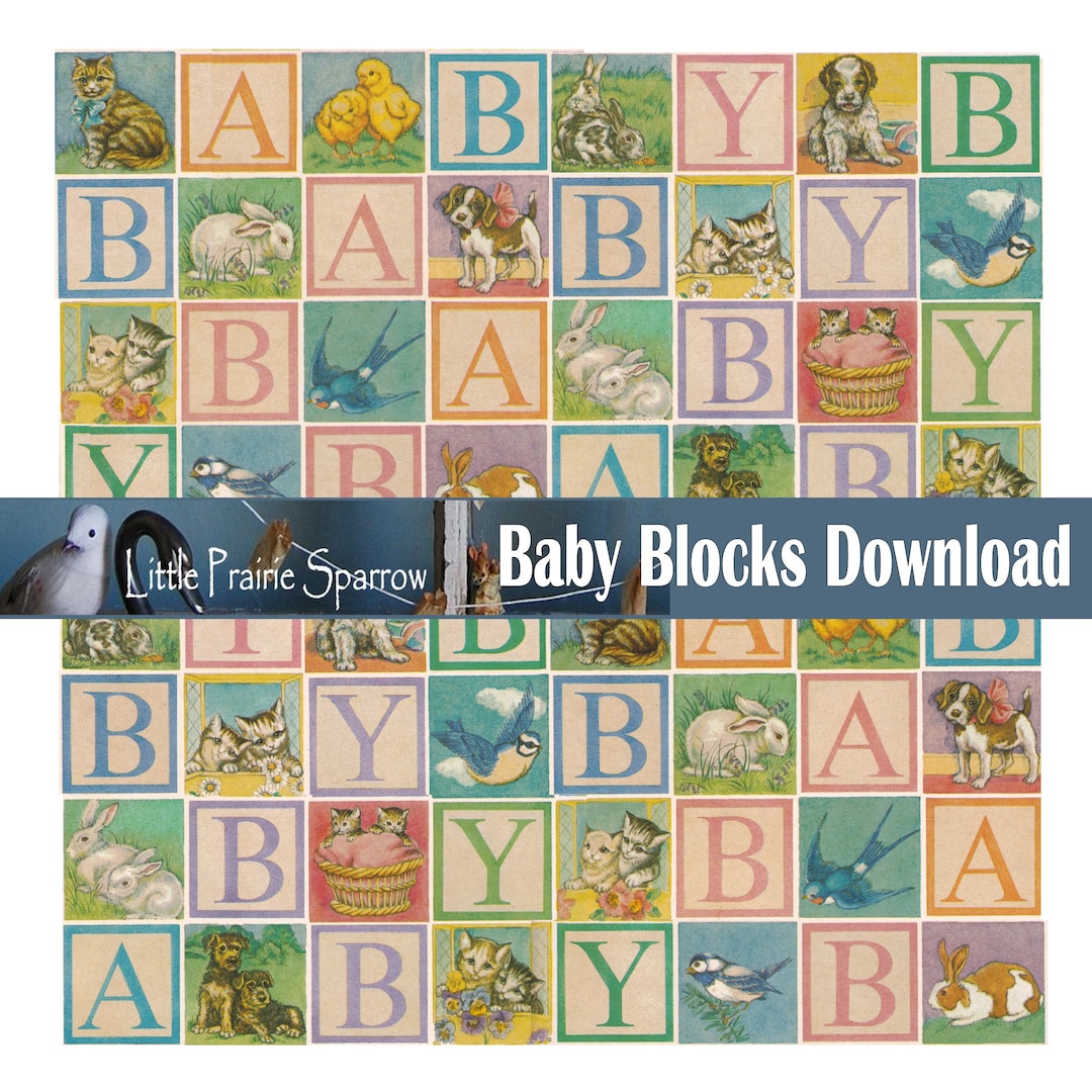 Vintage Baby Blocks Digital Download, Printable Ephemera Collage Sheets ...