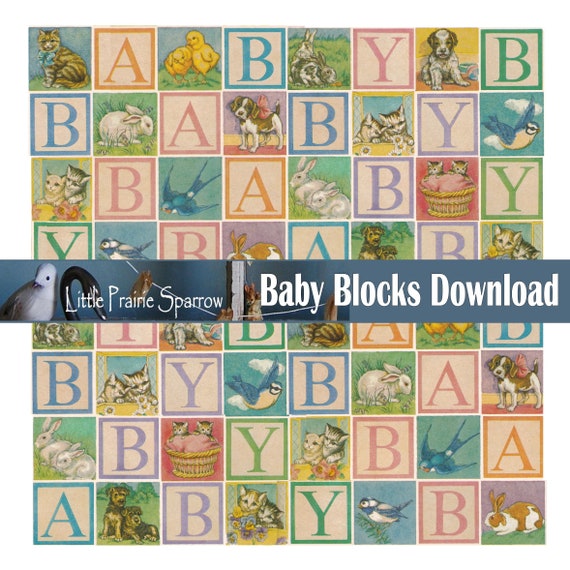 Vintage Baby Blocks Digital Download Printable Ephemera - Etsy