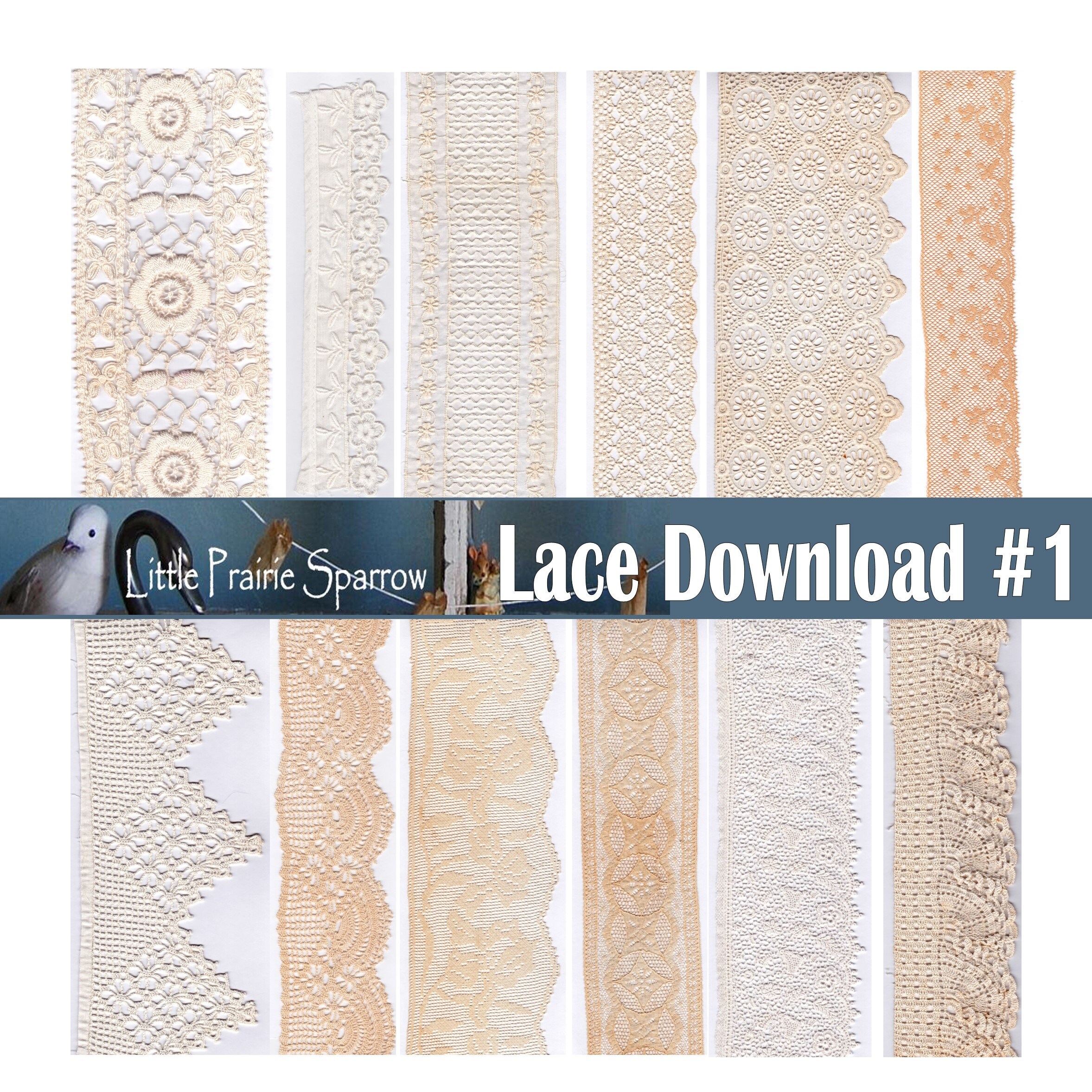 Digital Printable Vintage Lace Collage Pack, Junk Journal Vintage Lace ...