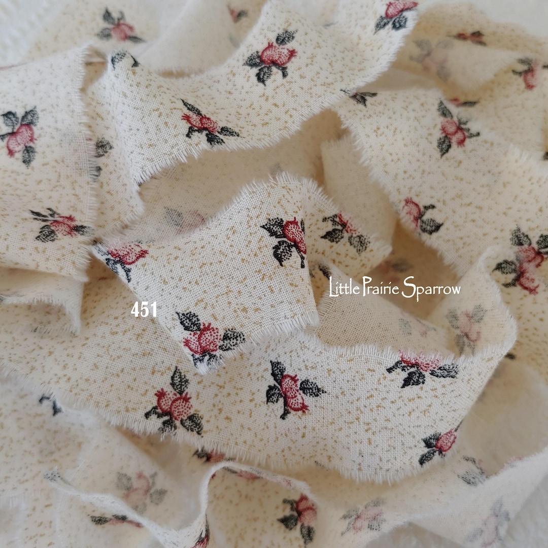 Hand Torn Pink Floral Frayed Fabric Ribbon for Wedding Napkin Bows ...