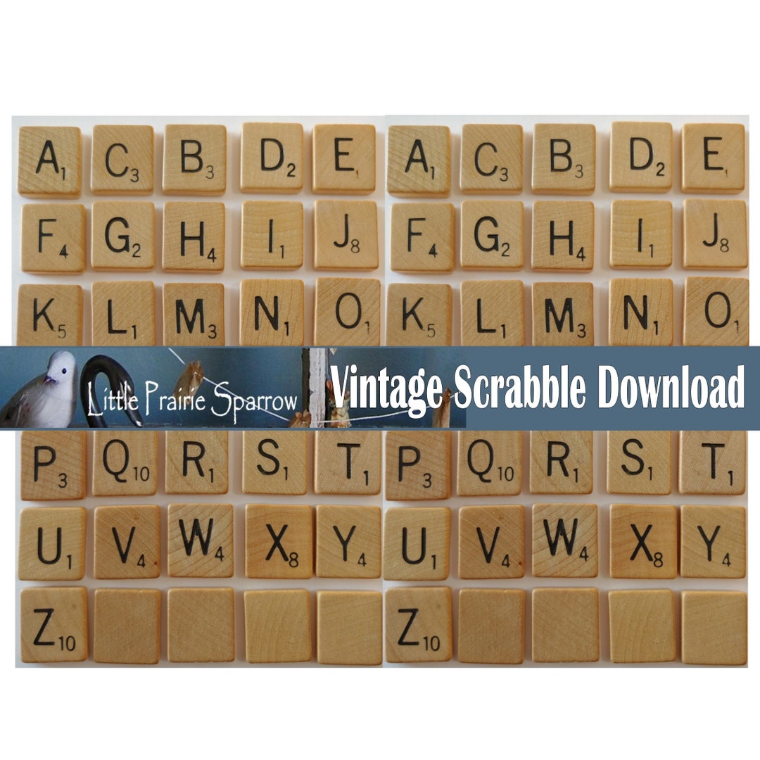 Vintage Scrabble Tiles Digital Download, Printable Letters Game Pieces ...