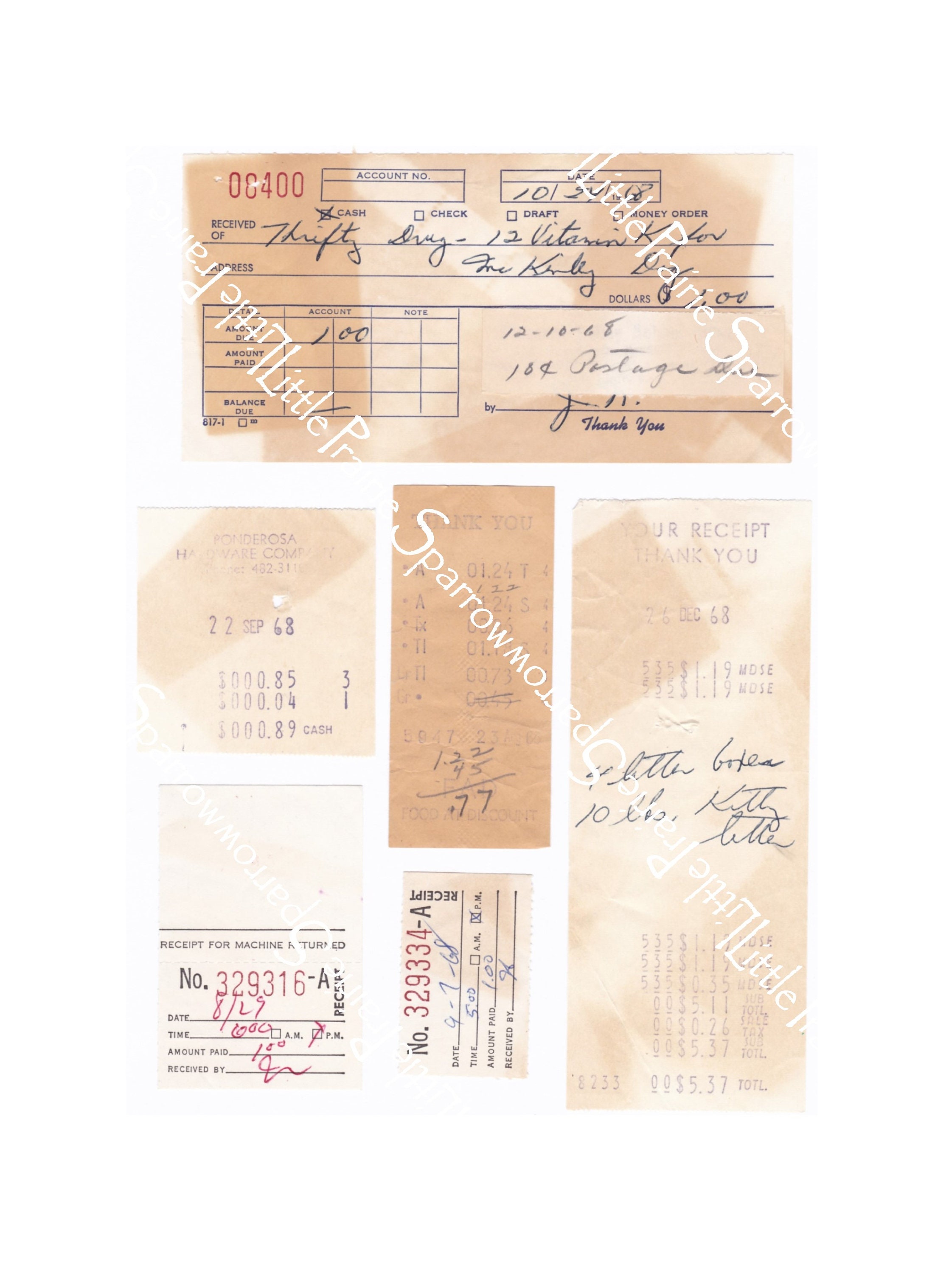 Vintage Receipts Digital Download, Printable Ephemera Collage Sheets ...