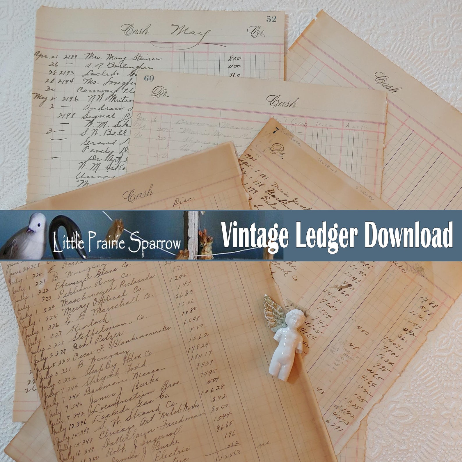 Vintage Ledger Pages Digital Download Printable Ephemera | Etsy