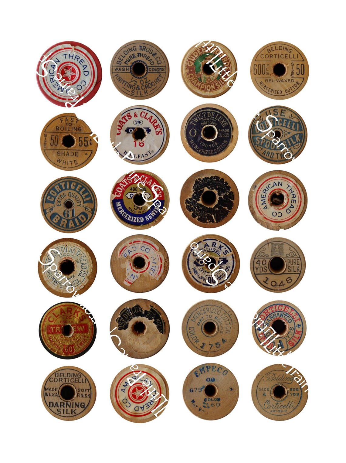 Vintage Sewing Spools Digital Download, Printable Sewing Notion ...