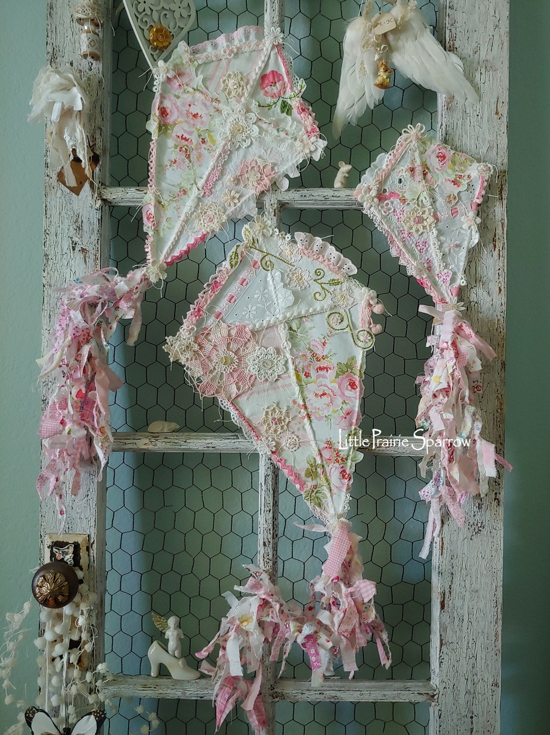 Pink Fabric Kites Set of 3 for Wedding Prop, Baby Shower, Girls Nursery ...