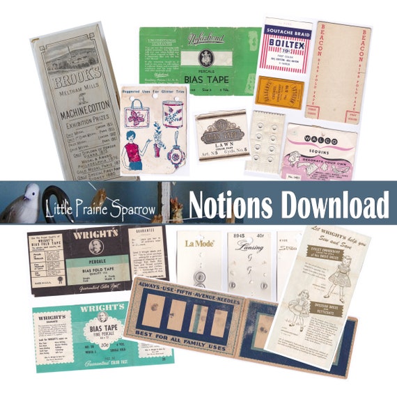 Vintage Sewing Notions Digital Download Printable Sewing | Etsy