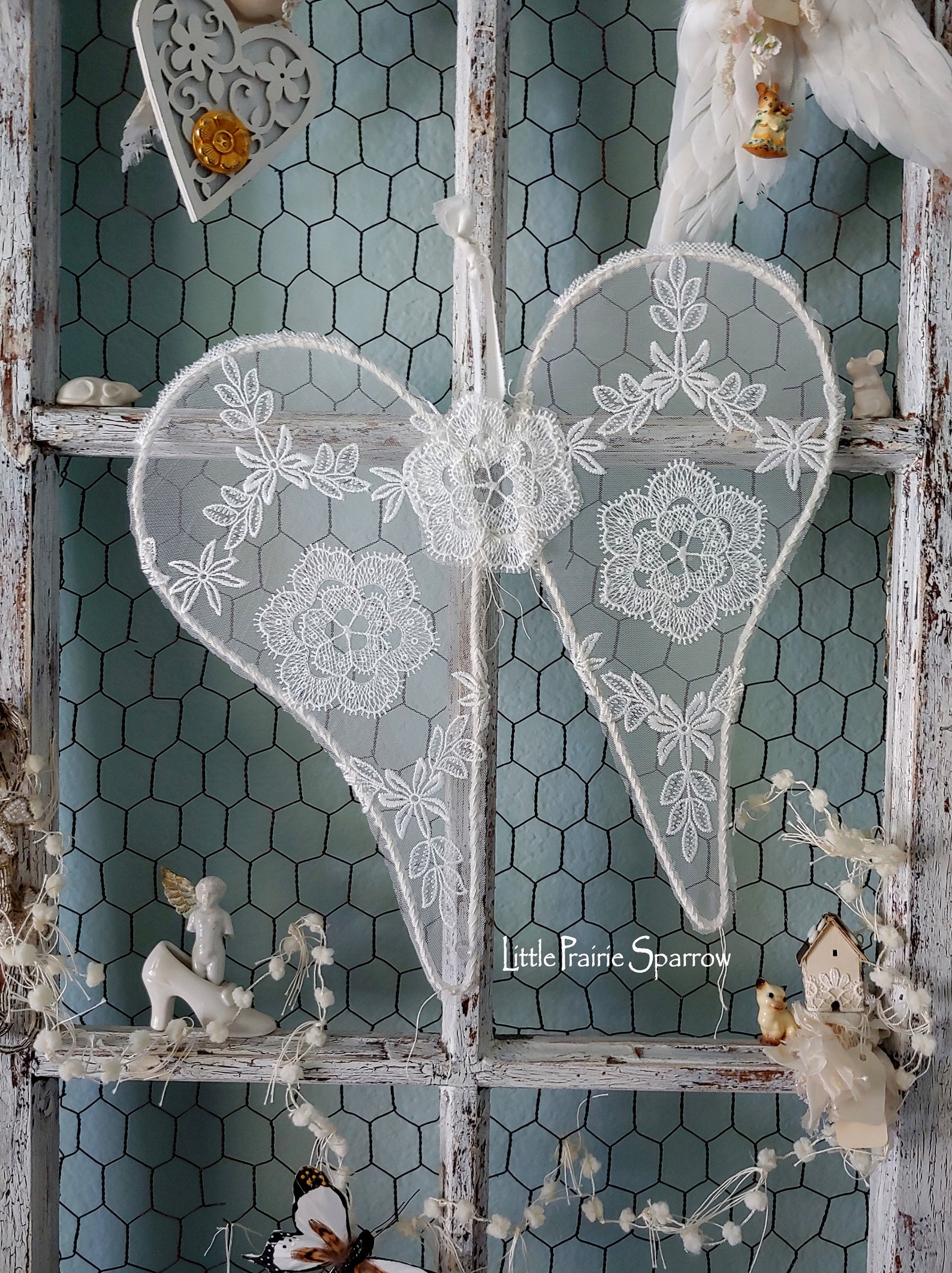 Lace Wire Wings Angel Wing Decor for Shabby Chic Wedding | Etsy