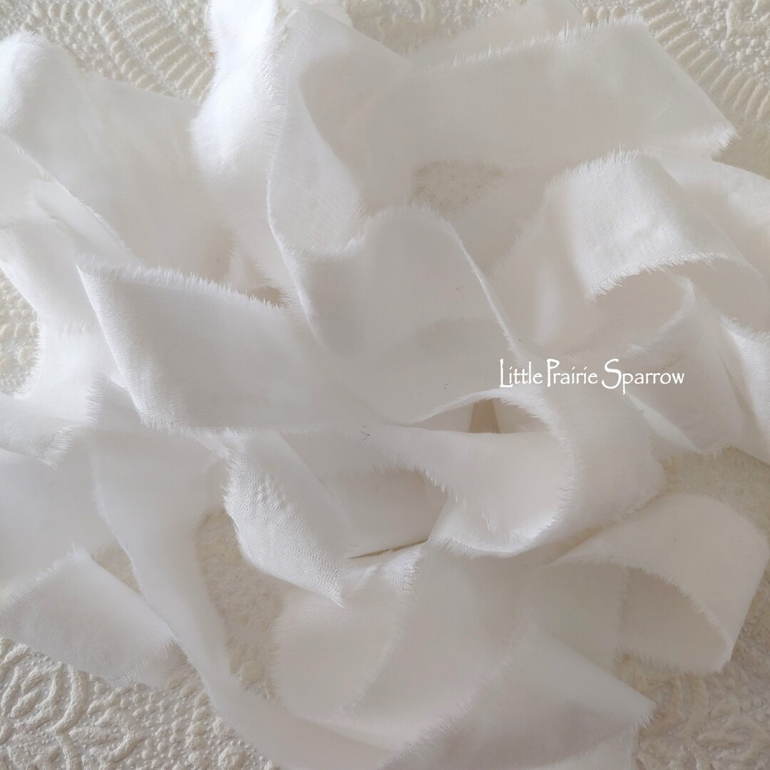 Hand Torn Ribbon White Frayed Fabric Ribbon for Journal, Party Gift ...