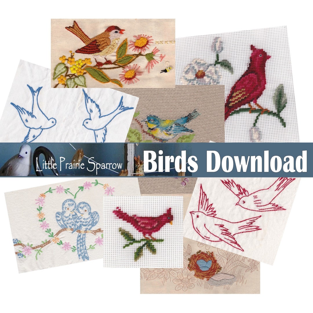 Digital Printable Vintage Needlework Bird Pages for Journals Instant ...