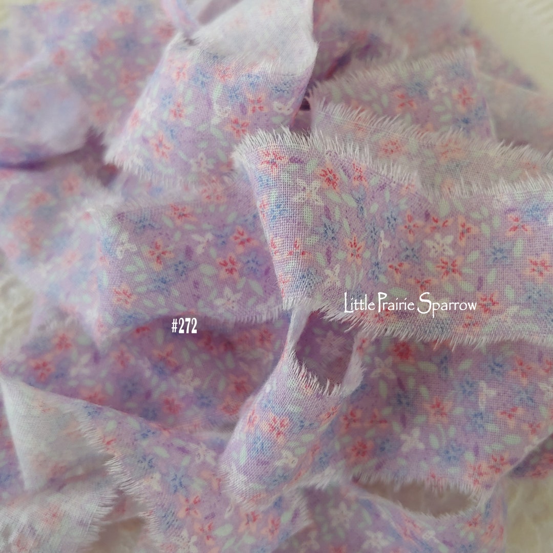 Hand Torn Lavender Calico Print Frayed Fabric Ribbon for - Etsy