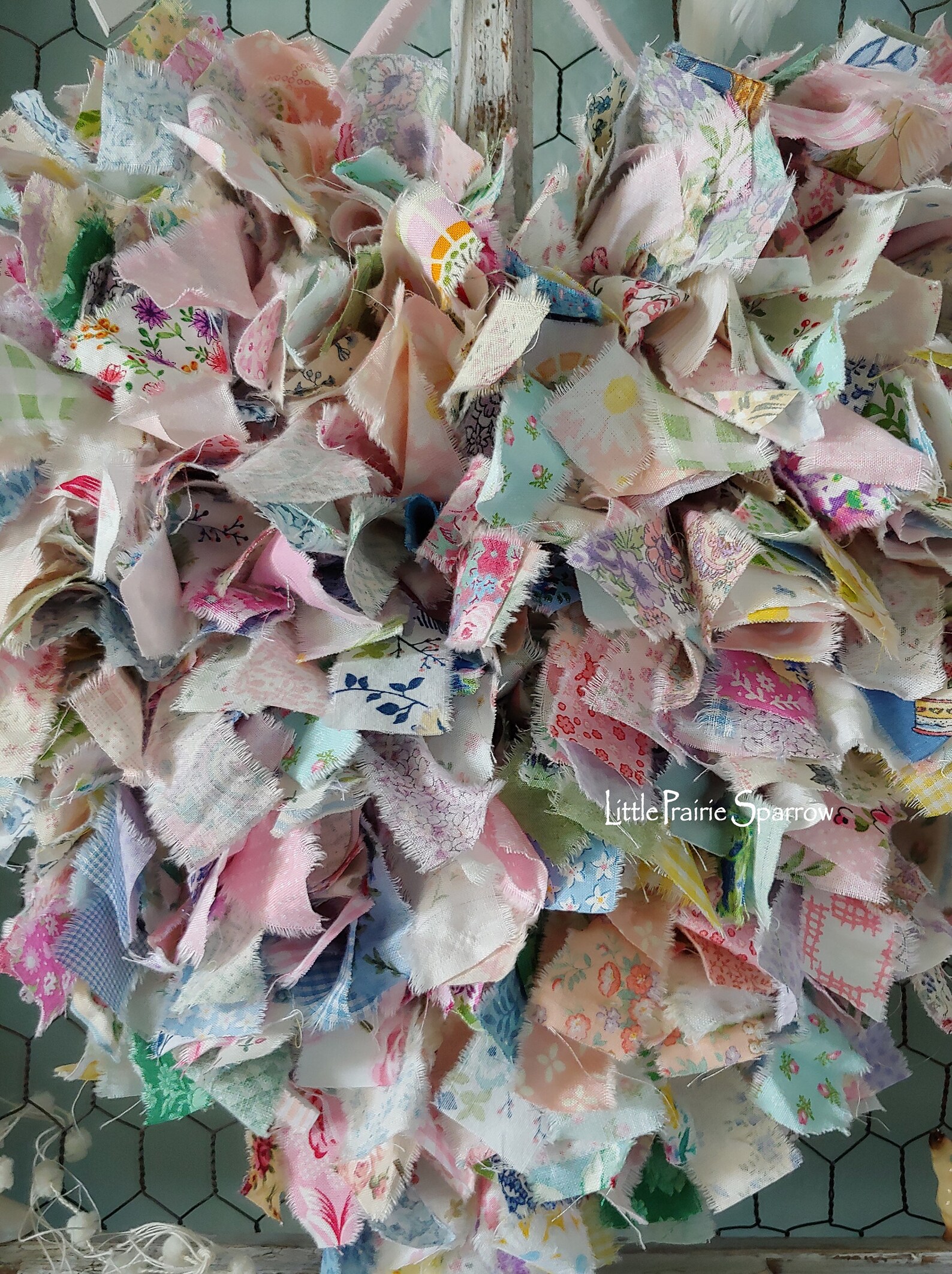 Pink Rag Heart Wreath for Wedding Prop, Brides Chair, Holiday Decor ...