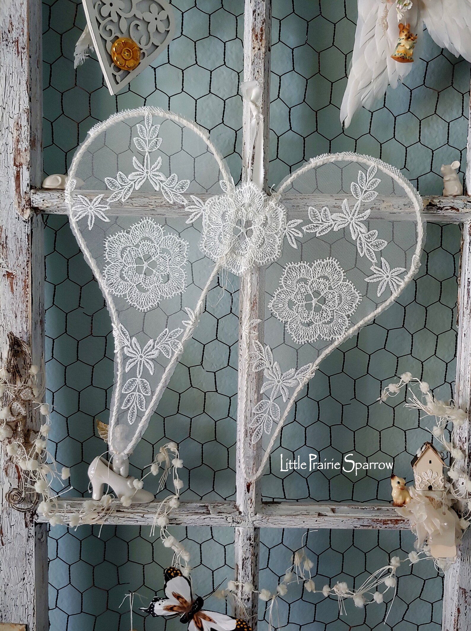 Lace Wire Wings Angel Wing Decor for Shabby Chic Wedding | Etsy