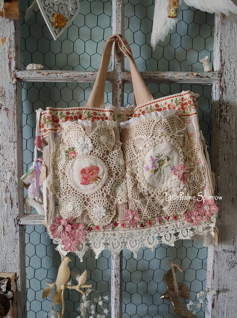 Whimsical Handmade Bag, Boho Purse, Cottagecore Fashion, Shabby Chic ...