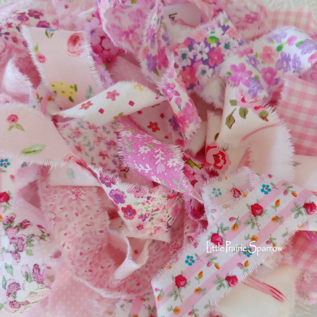 Hand Torn Pink Frayed Fabric Ribbon Bundle Set 12 for Barbiecore ...