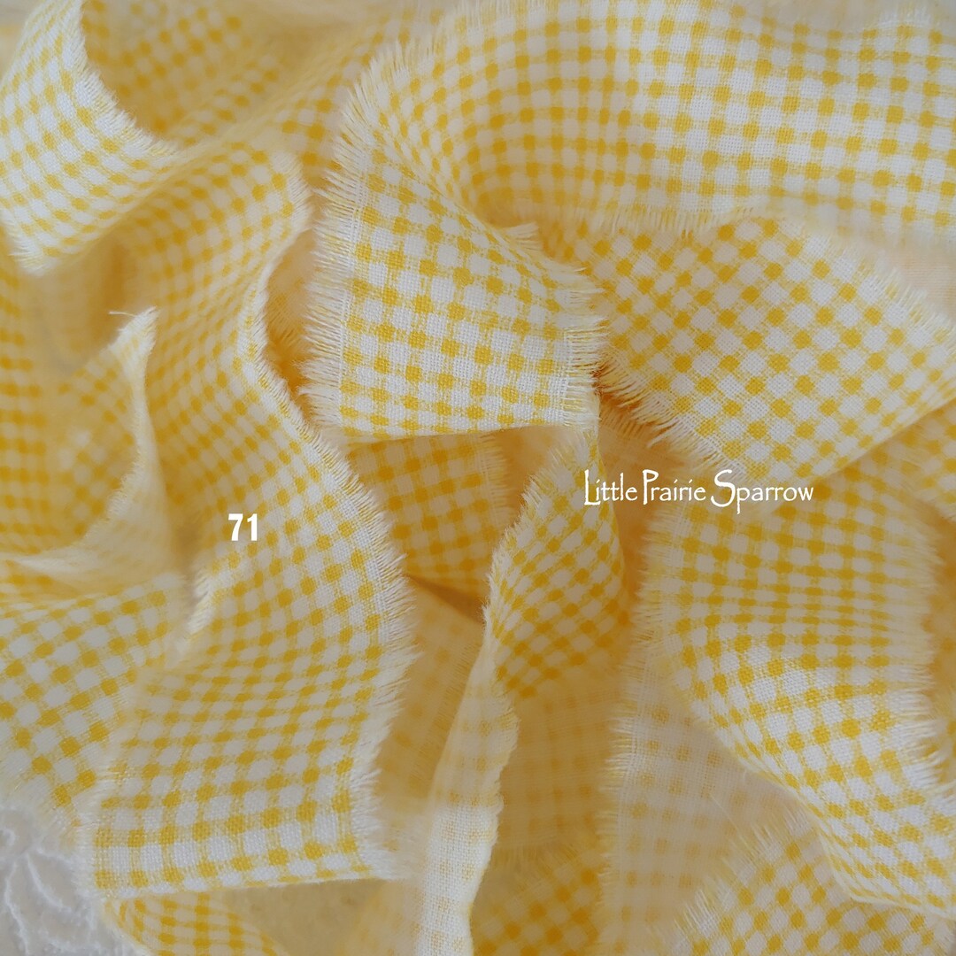 Hand Torn Ribbon Yellow Gingham Frayed Fabric Ribbon for Journal ...