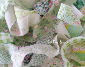 Hand Torn Pastel Gingham & Dots Frayed Fabric Ribbon Bundle Set of 12 ...