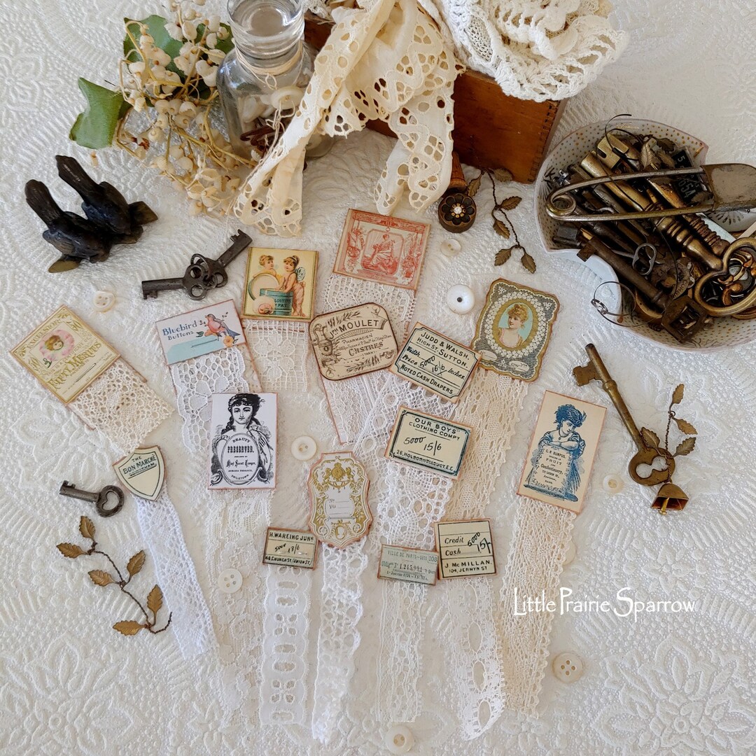 Faux Vintage Lace Sample Cards for Junk Journal Embellishment, Tree ...