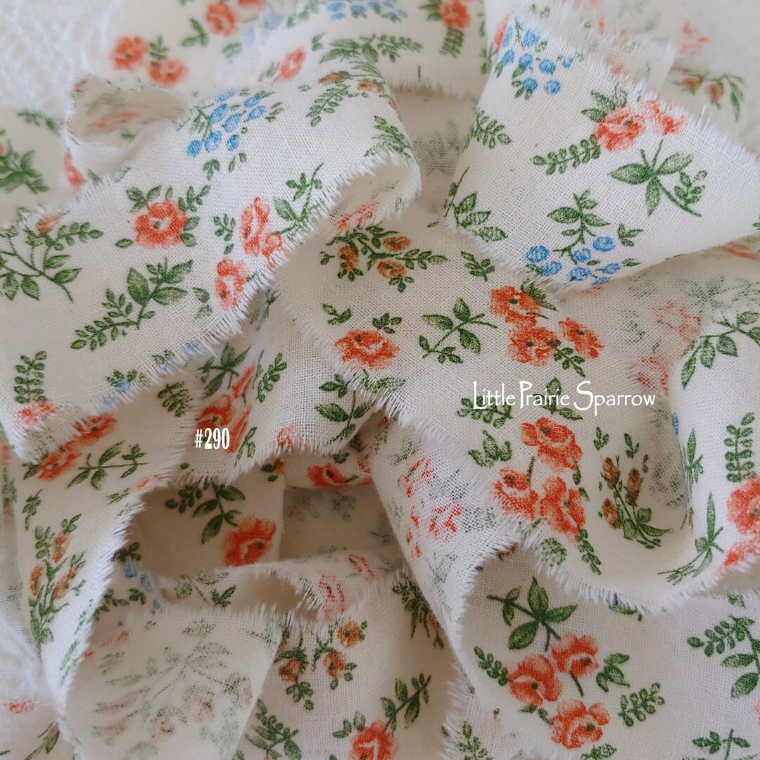 Hand Torn Orange & Blue Calico Frayed Fabric Ribbon for Wedding Invite ...