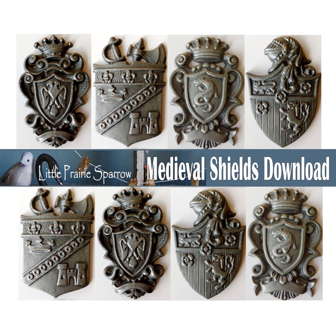 Vintage Medieval Shields Digital Download, Travel Journal Accent ...