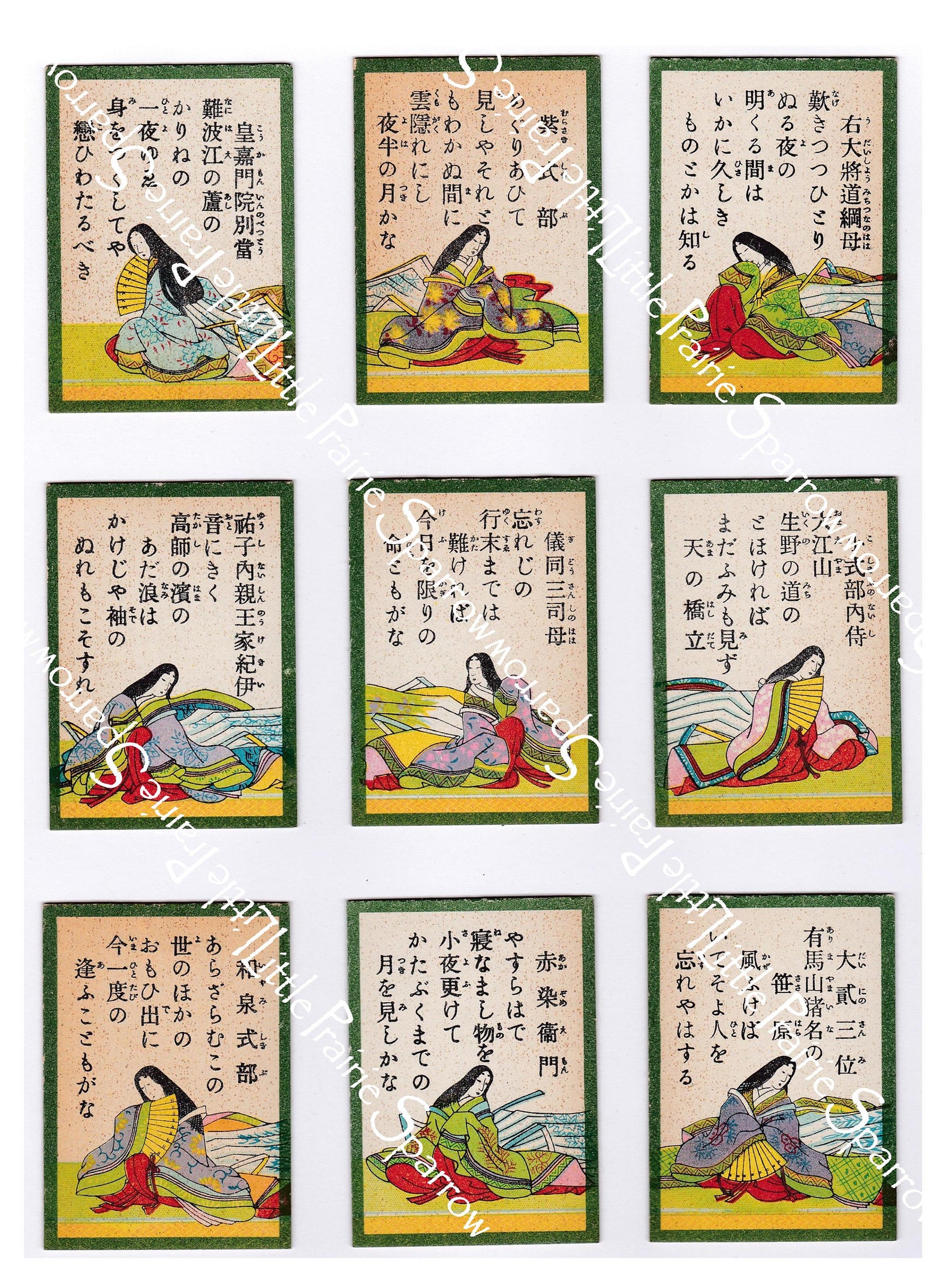 Vintage Karuta Game Cards Digital Printable Collage Sheet | Etsy