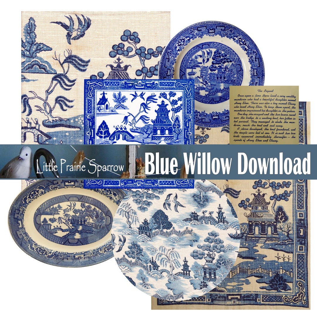 Vintage Blue Willow Digital Download Printable Ephemera Collage Sheets ...