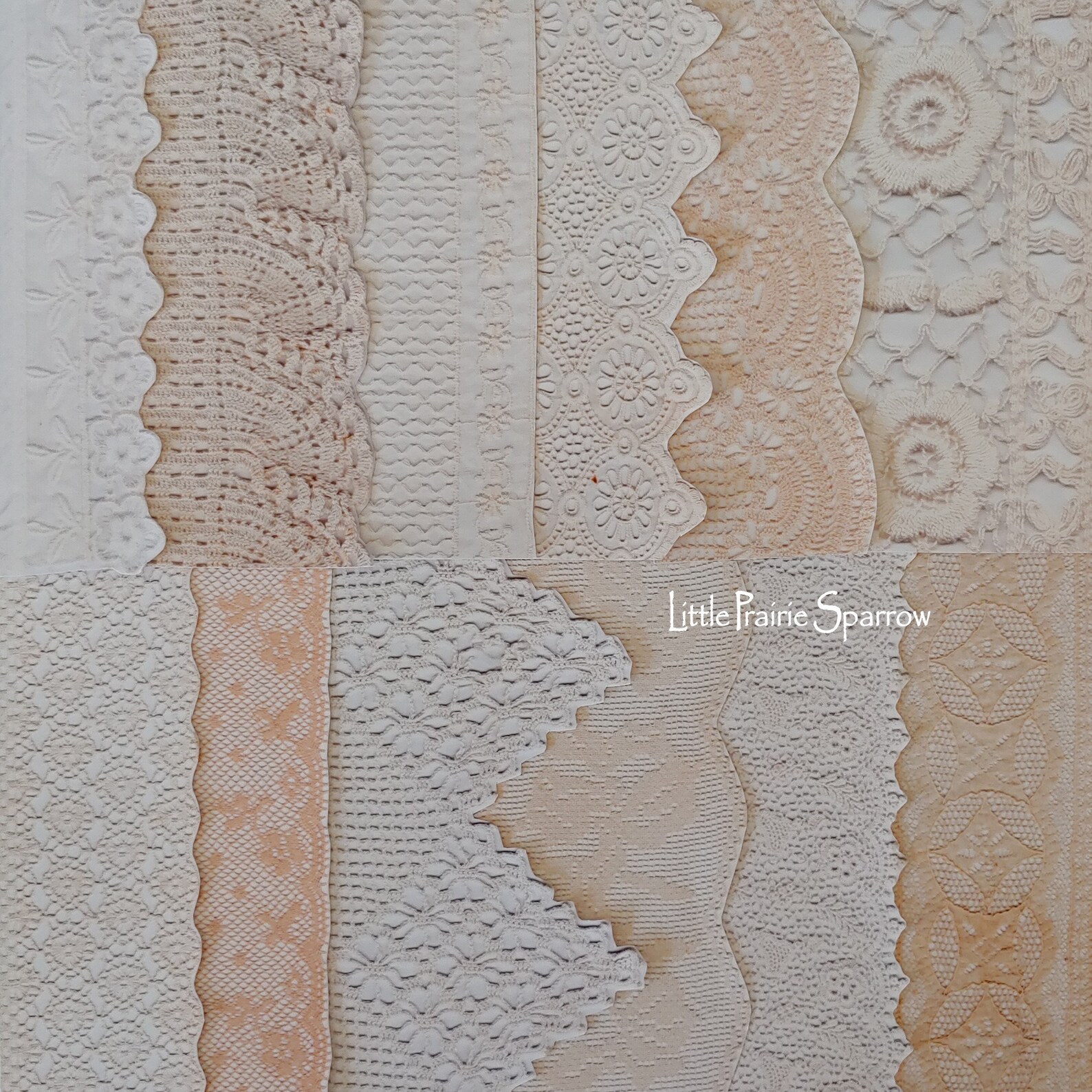 Digital Printable Vintage Lace Collage Pack, Junk Journal Vintage Lace ...