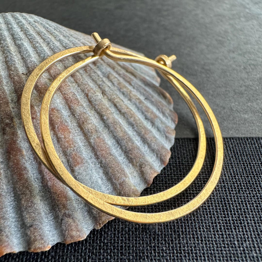 18k Solid Gold Hoops - 18 Karat Solid Gold Endless Hoops - 18 Gauge ...