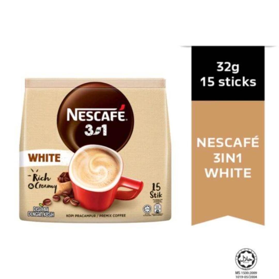 Nescafe 3 in 1 White Rich & Creamy Premix Coffee ( 2 Packs X 15 Sachets ...