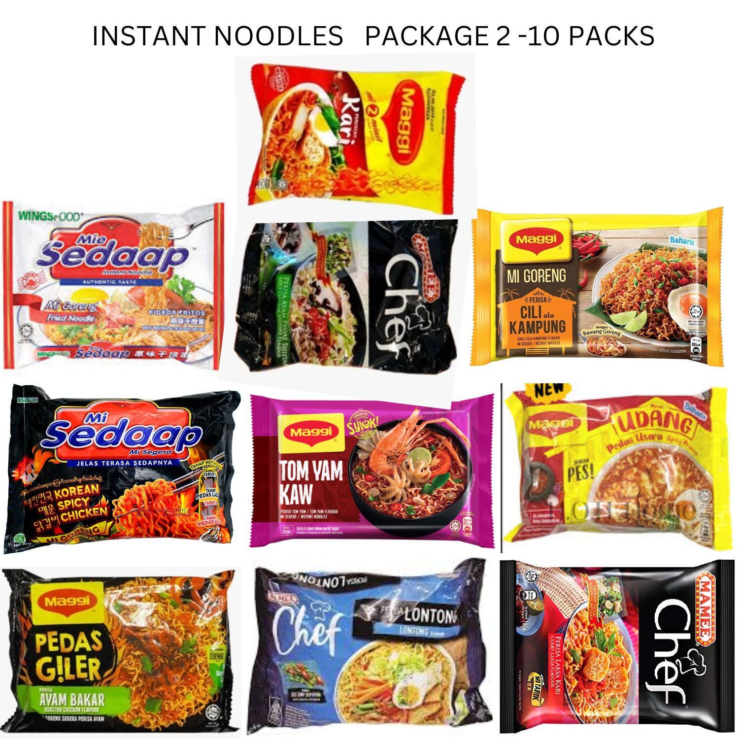 Malaysian Instant Noodle Mix of 10 Packs - Etsy
