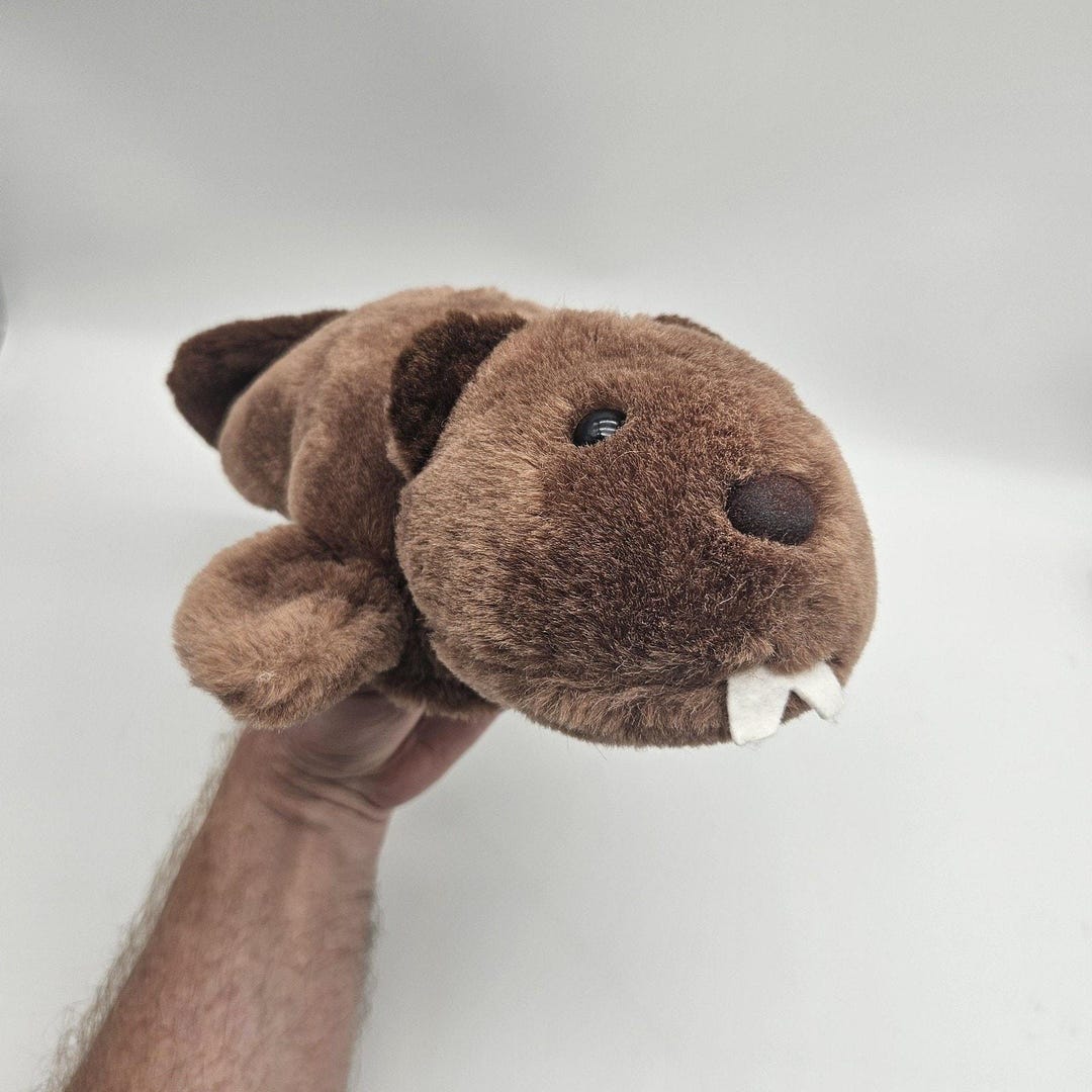 Beaver Hand Puppet Plush Stuffed Animal Brown Soft Toy Acrylic ...