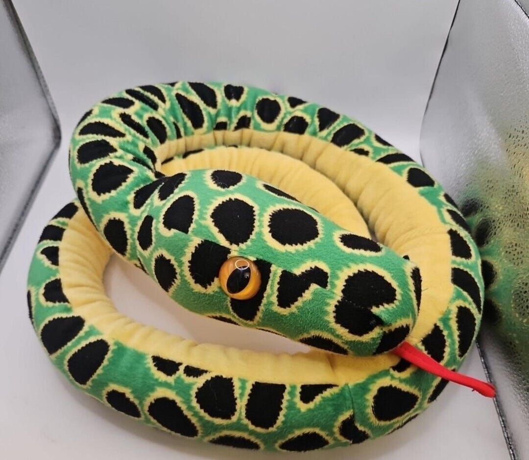 Snake Plush Wild Republic Green Yellow 68" Stuffed Animal Toy 2014 - Etsy