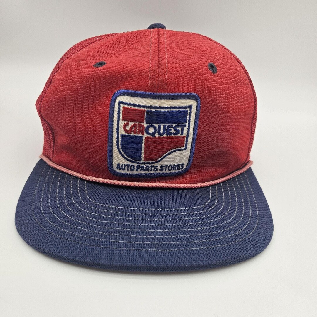 Vintage Carquest Hat Cap Snap Back Red Blue Mesh Trucker Patch Mens ...