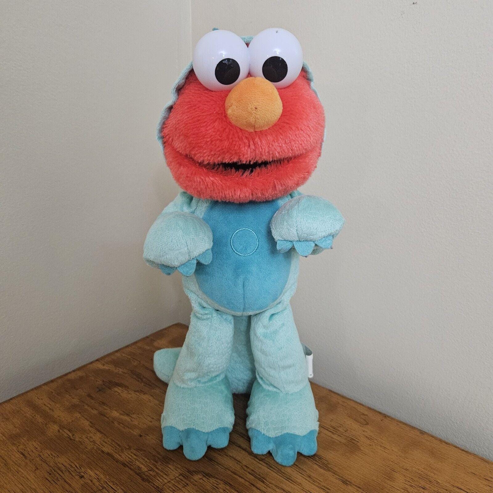 Sesame Street Elmo Dino Stomp Dancing Plush Toy 14" Stuff 2022 Works ...