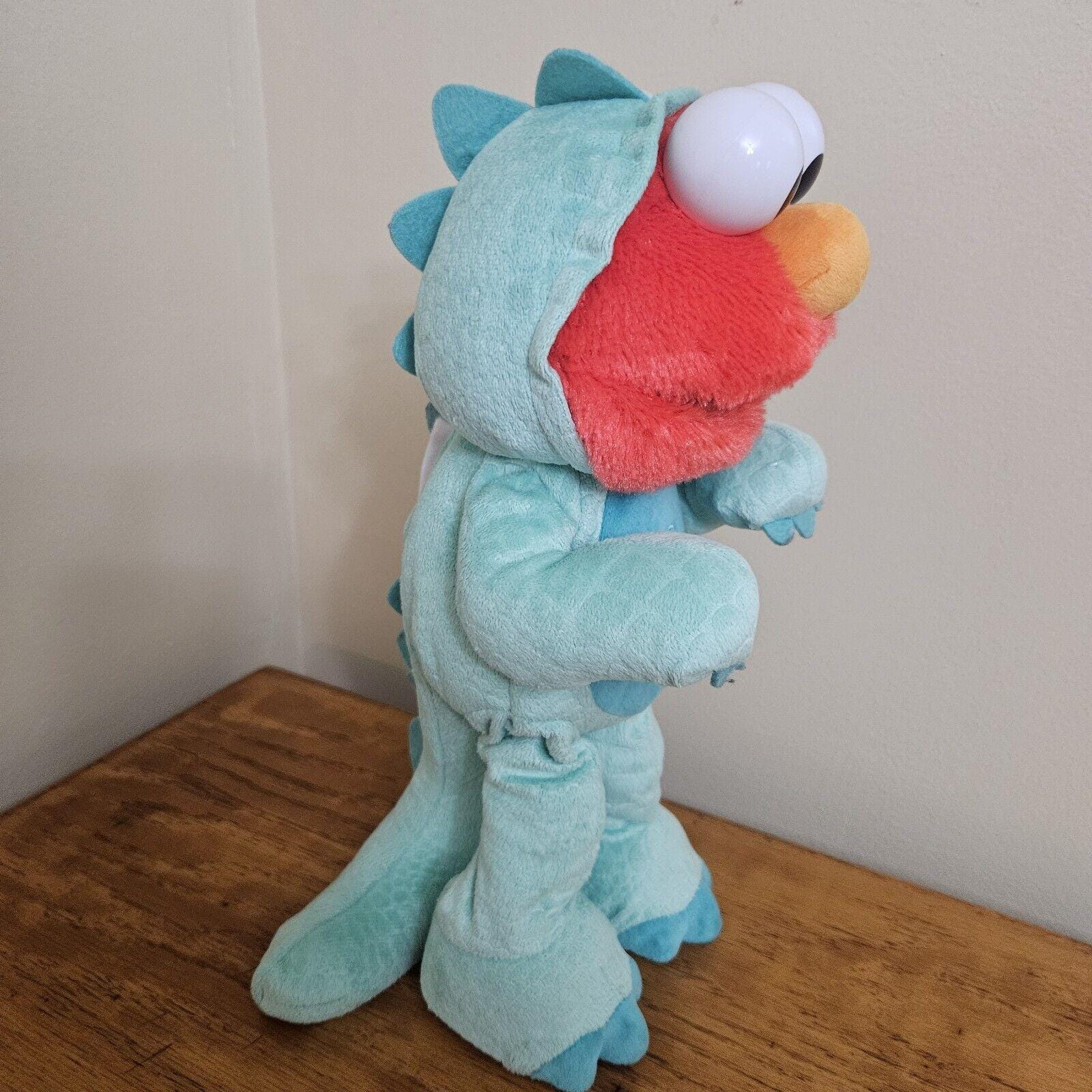 Sesame Street Elmo Dino Stomp Dancing Plush Toy 14" Stuff 2022 Works ...