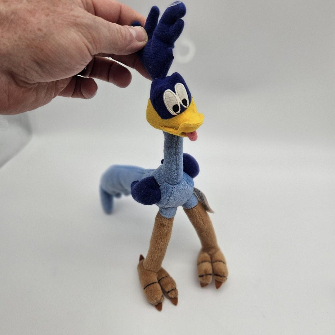 Vintage 1998 Road Runner Plush Bean Bag 12" Warner Bros Looney Tunes ...