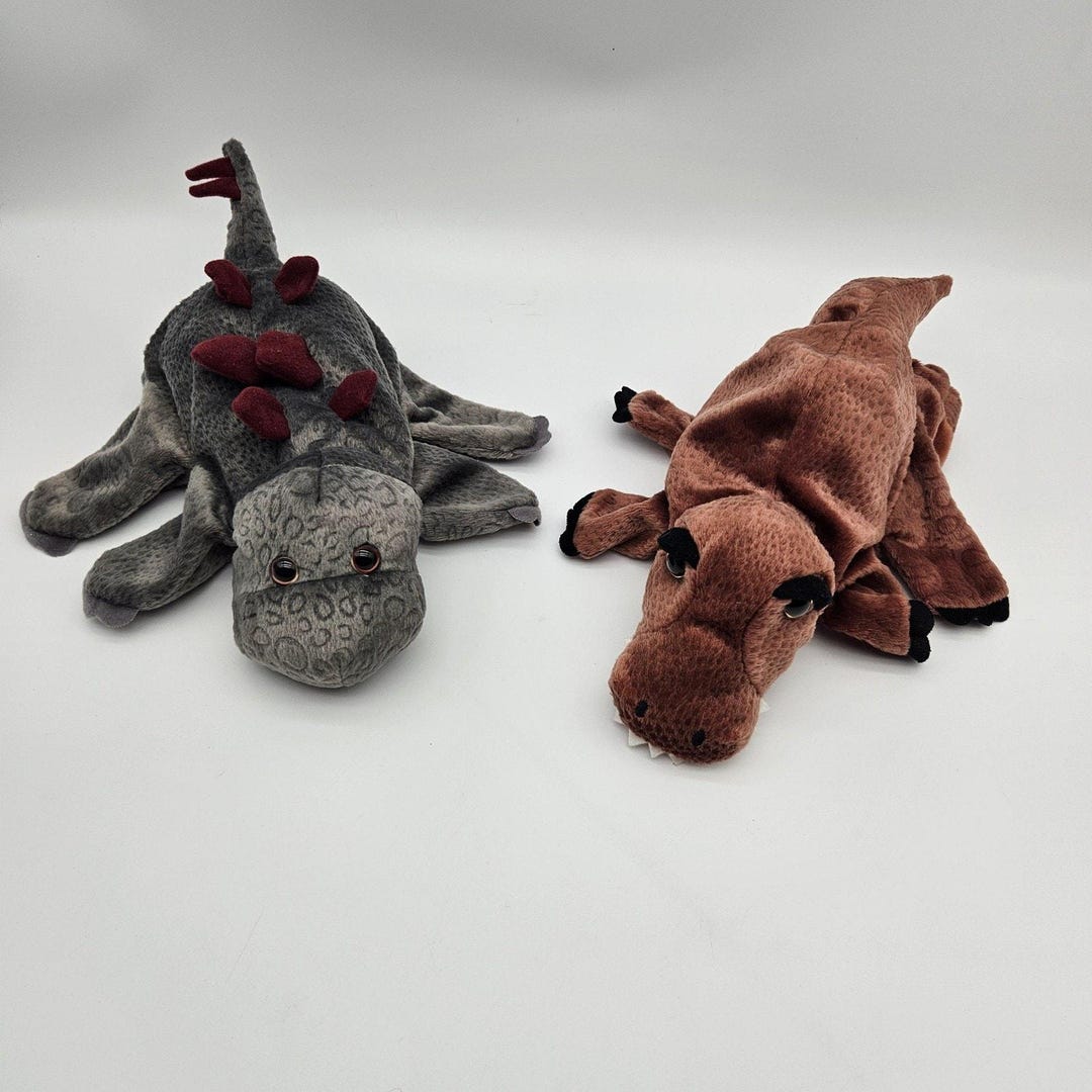 Dream USA Dinosaur Hand Puppets Set T-rex Stegosaurus Plush Toys 15 ...