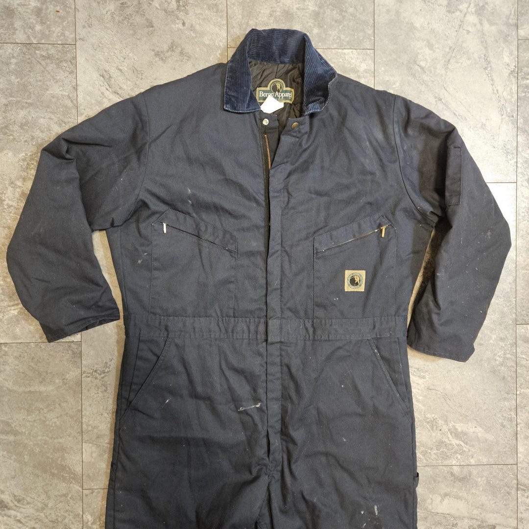 VTG Berne Apparel Coveralls EXTRA LARGE Tall Navy Insulated Quilted ...
