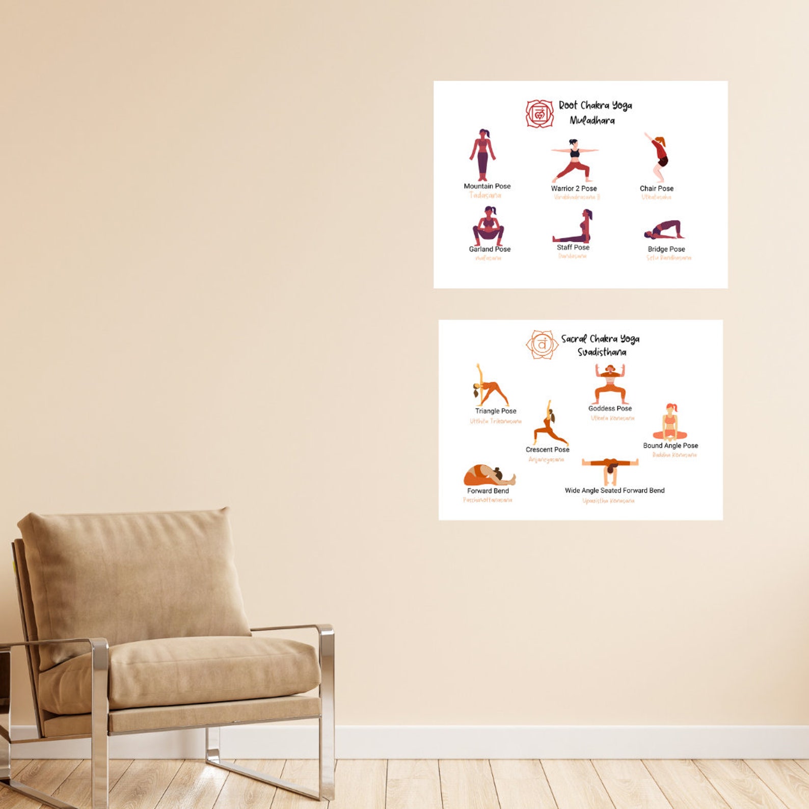 Chakra Yoga Poses Cheat Sheets, Digital Download PDF, Chakra Yoga Poses ...