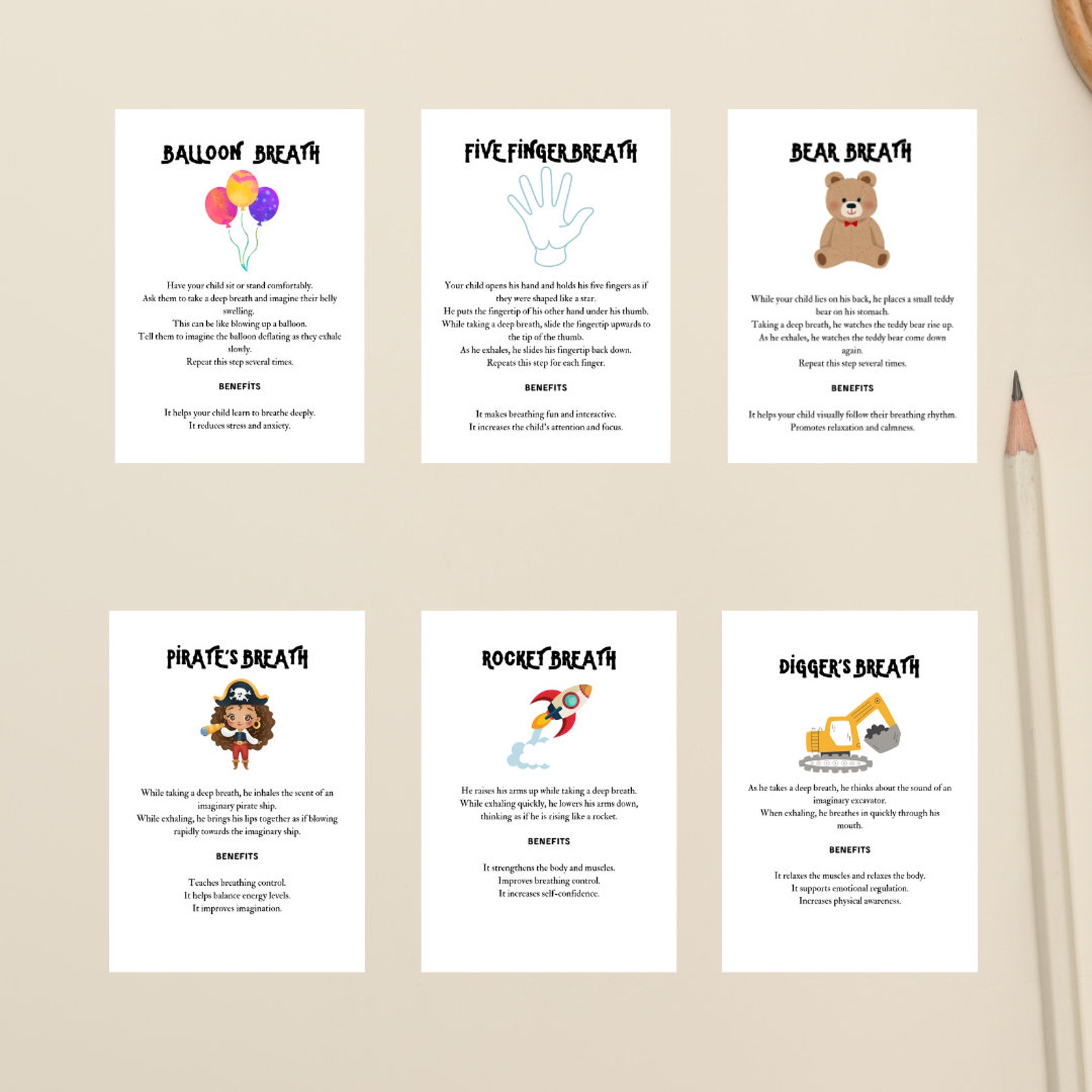 Breathing Activity for Kids, Mindful Breathing Printable Activity Kit ...