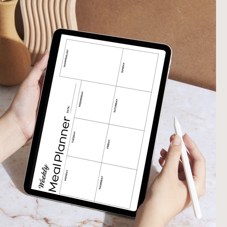 Printable Meal Planner, Horizontal Weekly Food Log and Grocery List ...